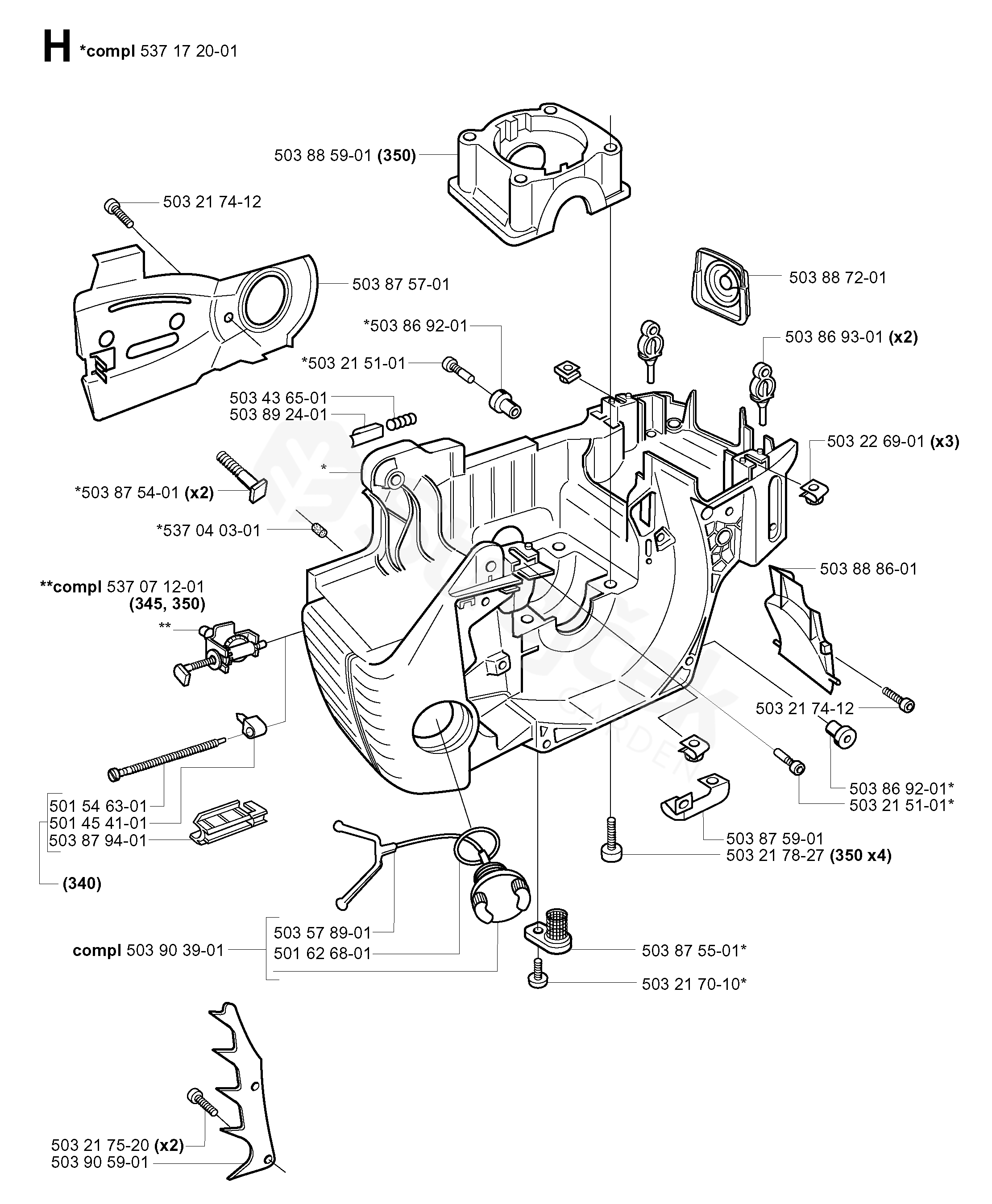 Náhradní díly - rozkres - 350 350, 2001-09 - KLIKOVÁ SKŘÍŇ | sGarden.cz