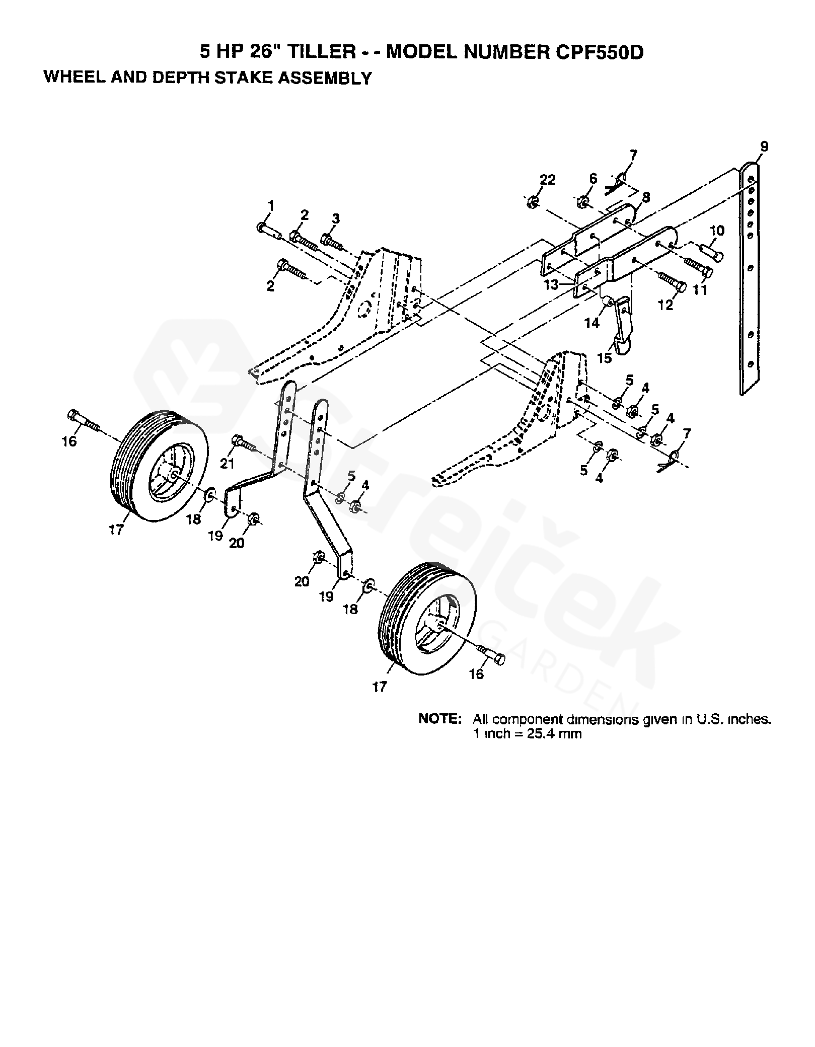 Spare parts - Partlist - CPF550D CPF550D, 1999-01 - WHEEL & DEPTH STAKE ...